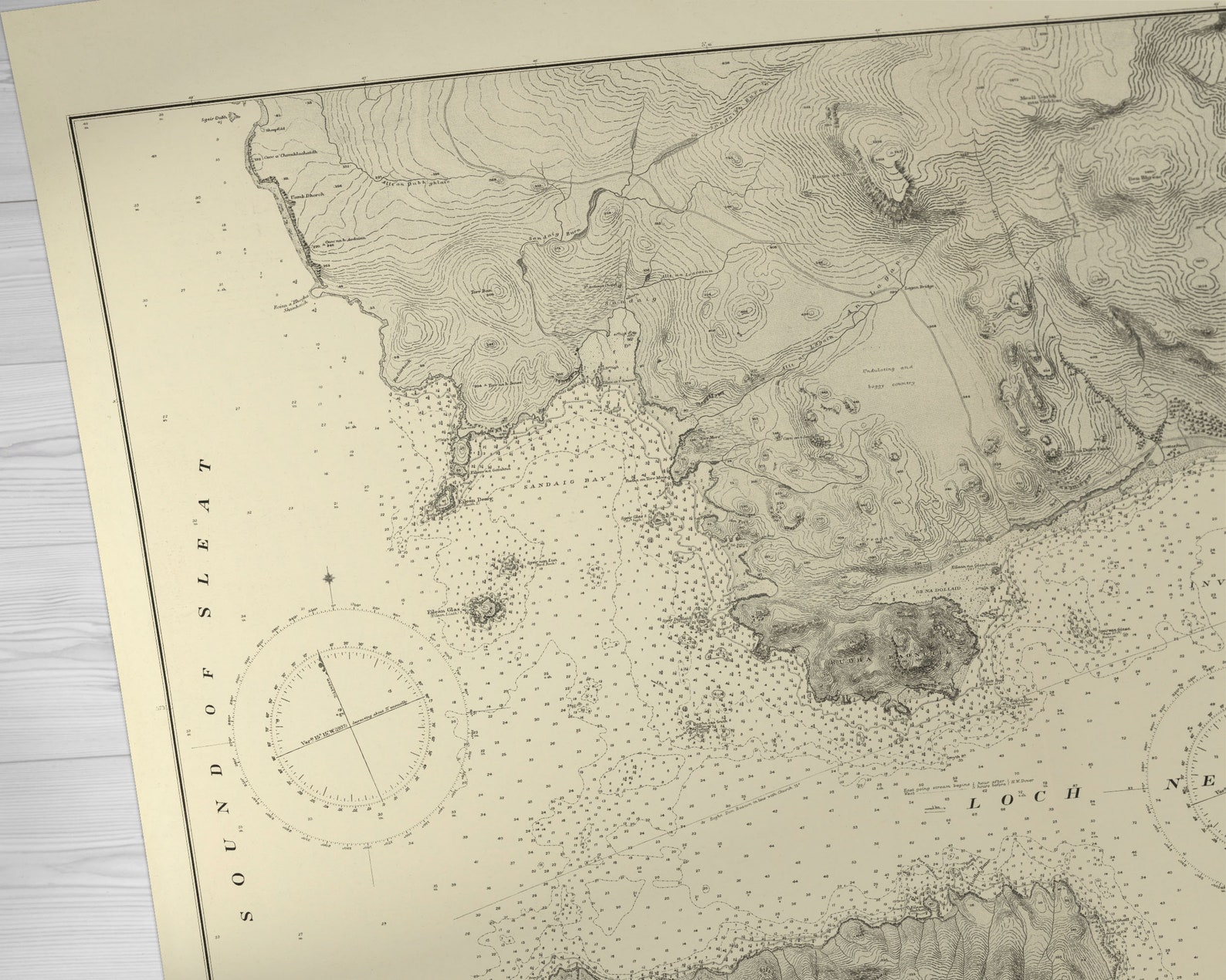 Loch Nevis | Old Nautical Loch Chart Print - Inverie Bay, Lochaber ...