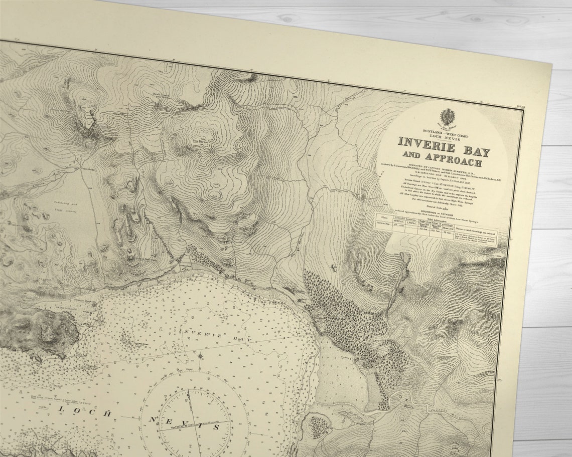 Loch Nevis | Old Nautical Loch Chart Print - Inverie Bay, Lochaber ...