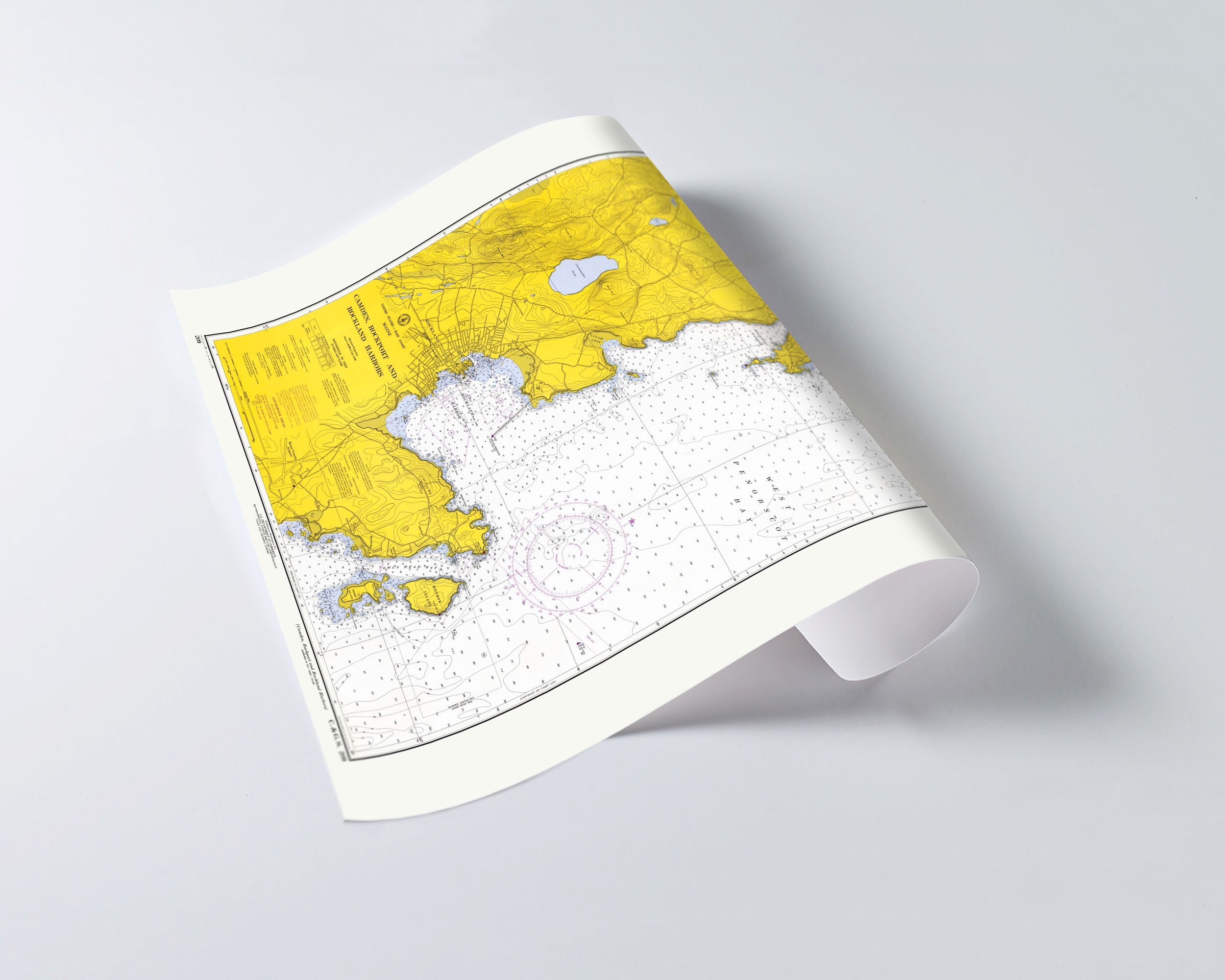 Camden Harbour Maine Vintage Nautical Chart Art Print - Etsy