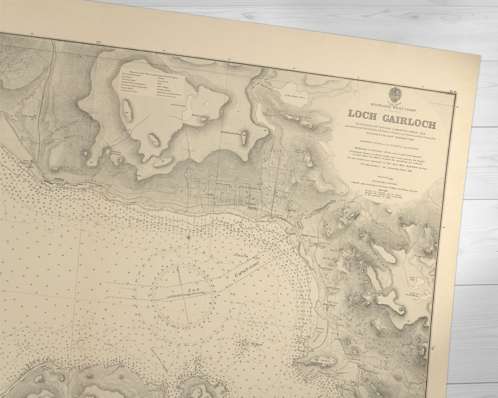 Loch Gairloch | Old Nautical Sea Chart Print – old Map of Gairloch ...