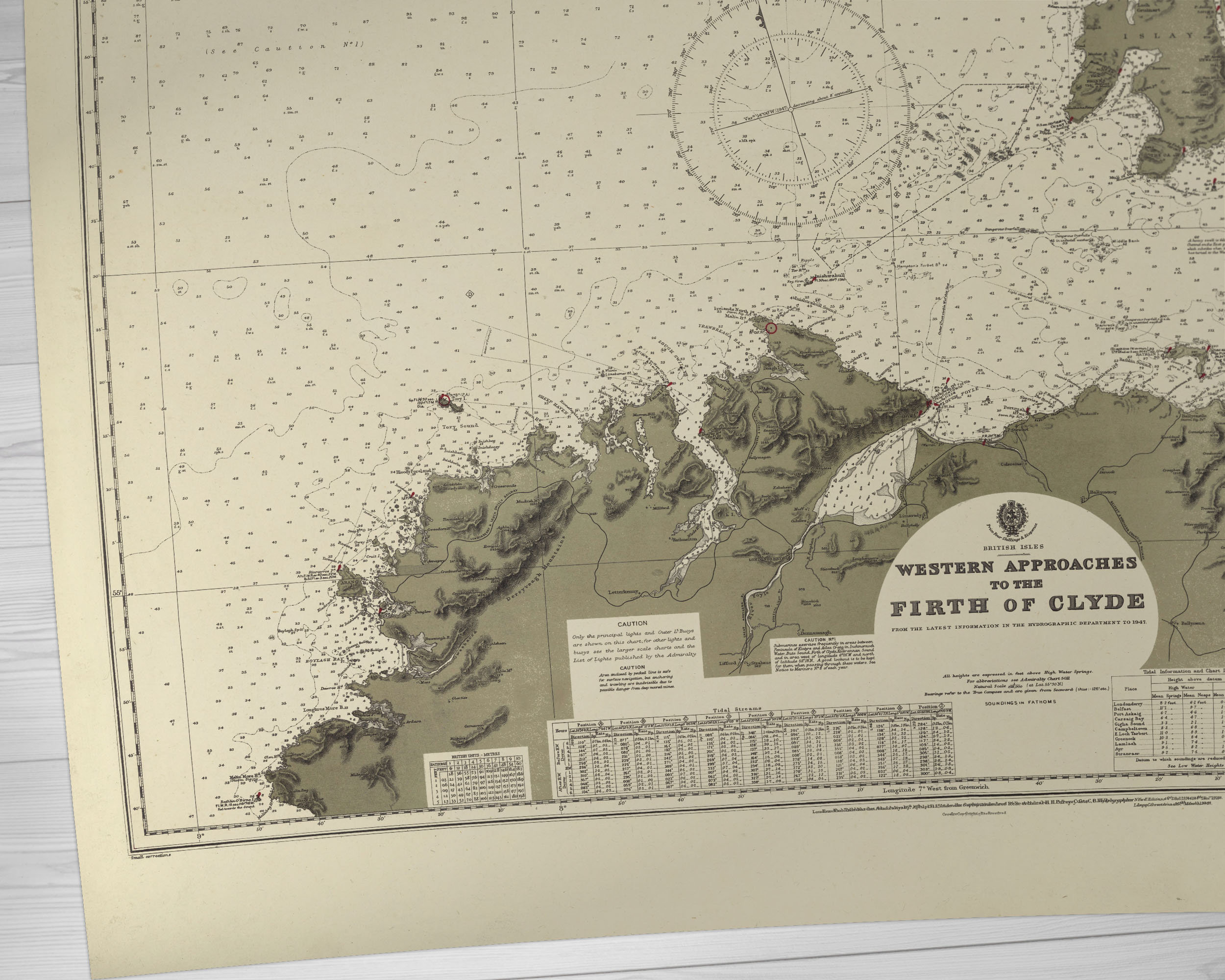 Firth of Clyde - Western Approaches | Vintage Nautical Map of Approach ...