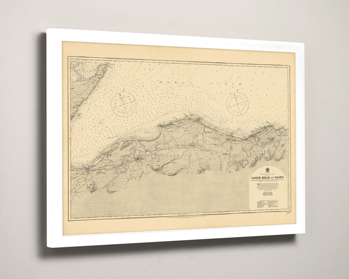 Logie Bay | Old Map of Aberdeenshire – Sea Chart Print - Findhorn ...
