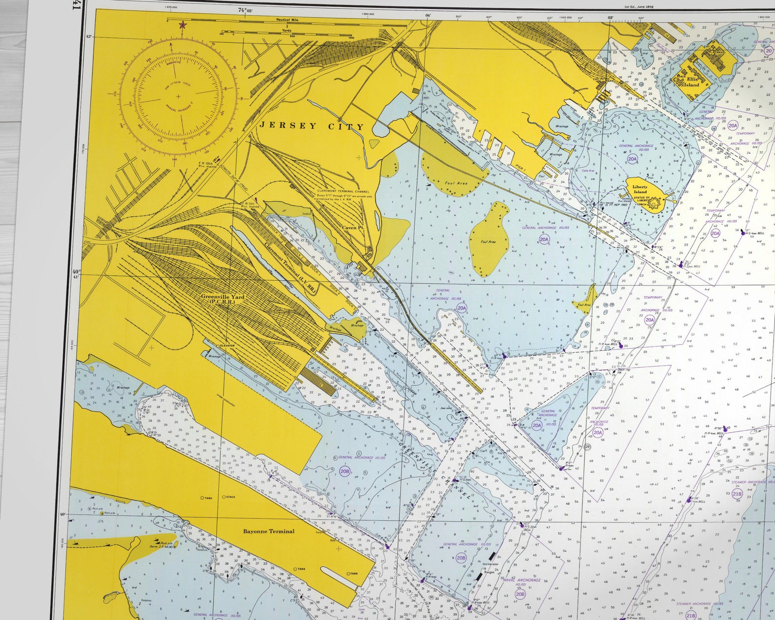 New York Harbor | Old Map of New York – antique Nautical Map Print ...