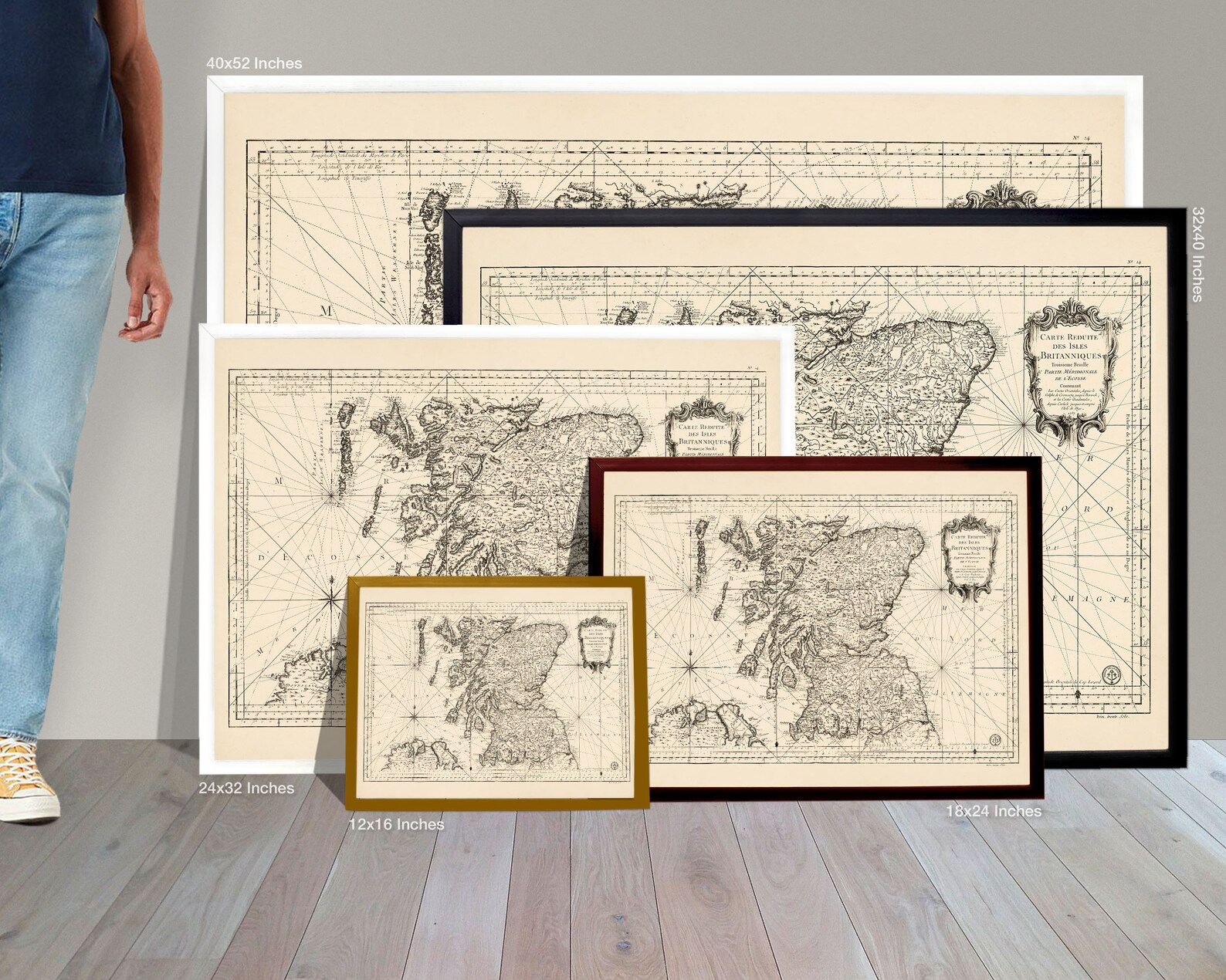 Old Map of Scotland – print – antique Maritime Sea Chart of a ...