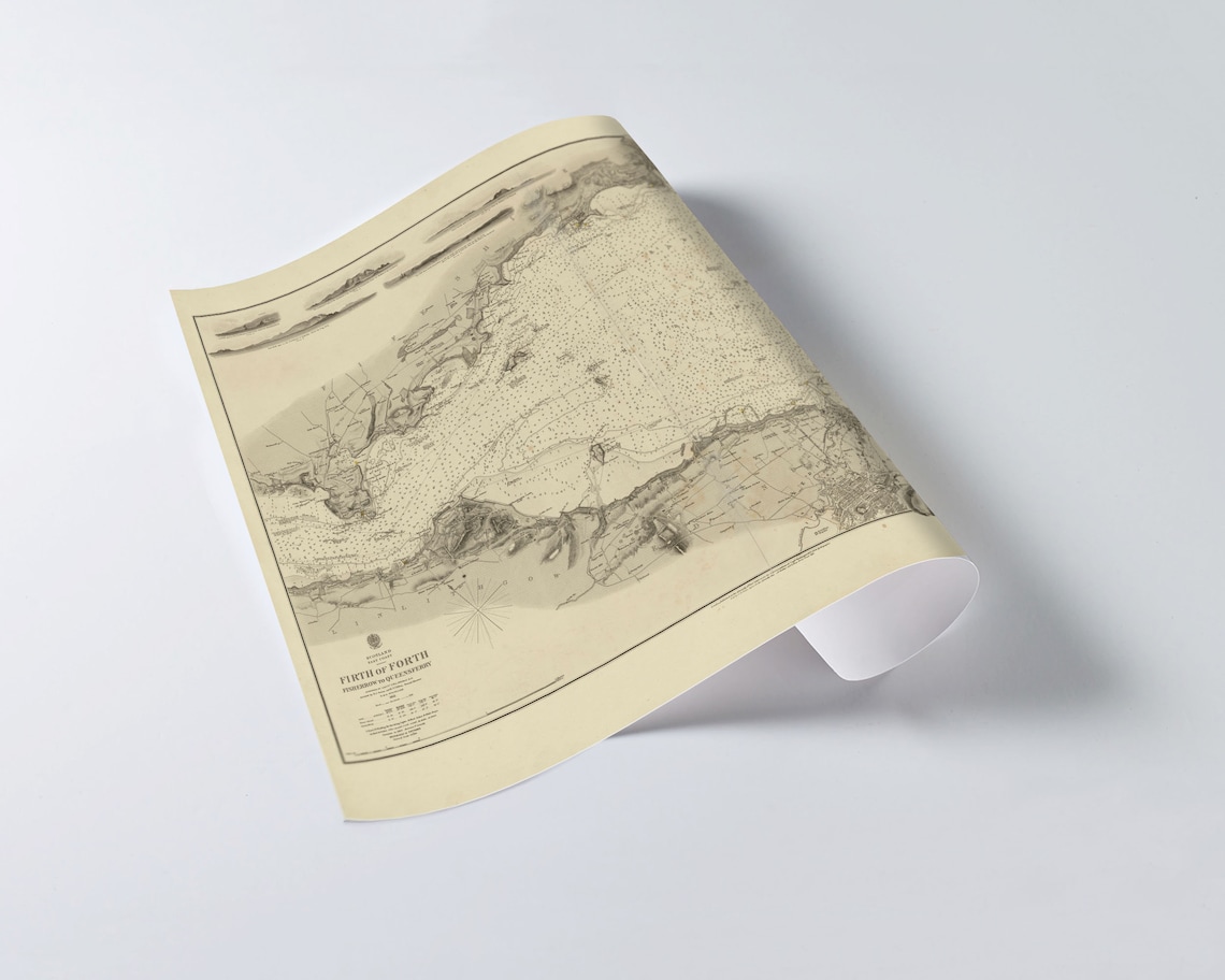 Firth of Forth | Historical Maritime Sea Chart Print - Old Map of ...
