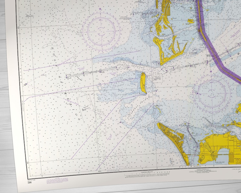 Tampa Bay south Old Map of Florida Historical Nautical Sea Chart Print ...