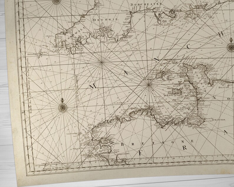 English Channel Map Print: 1773 Antique Nautical Chart - Etsy