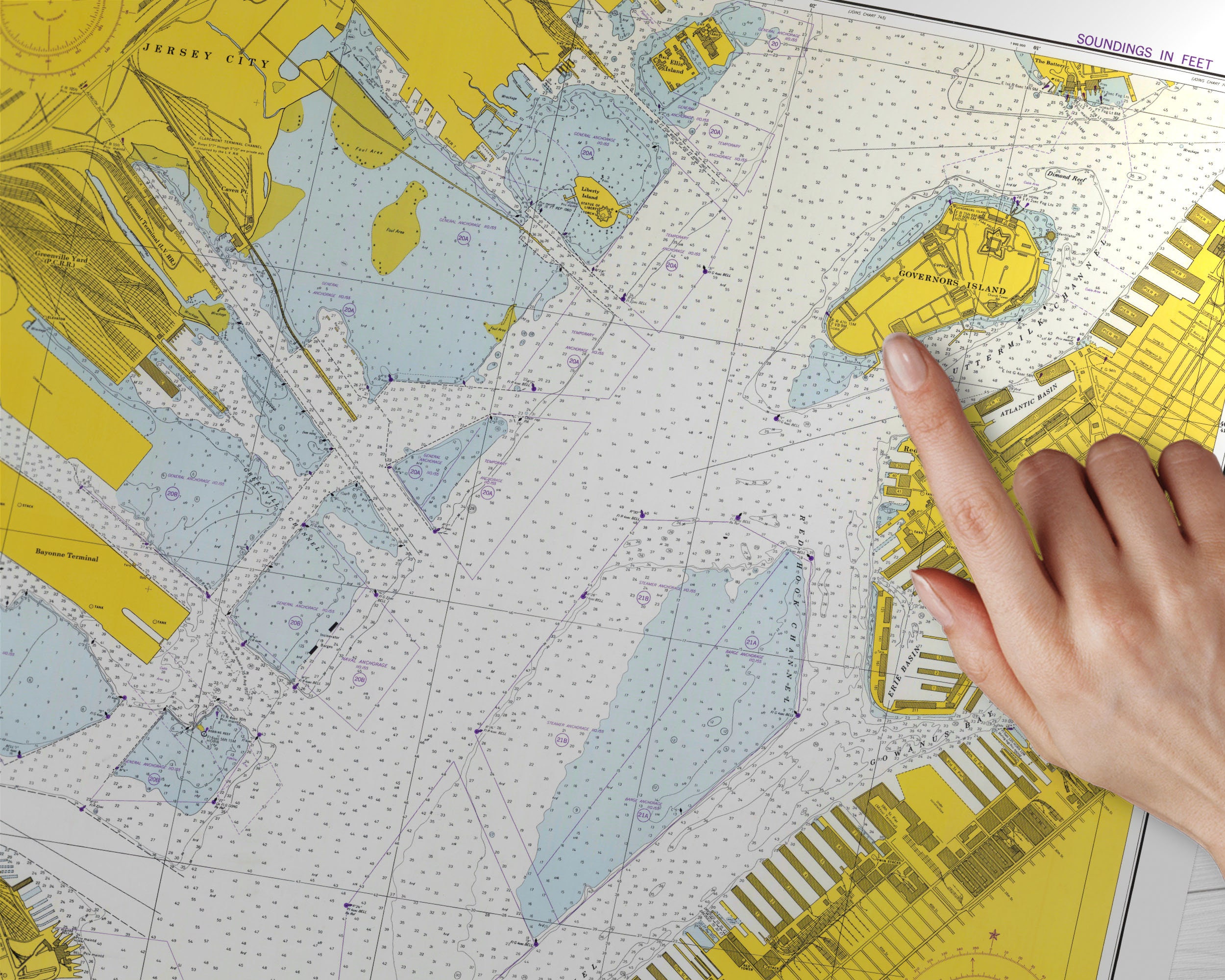 New York Harbor | Old Map of New York – antique Nautical Map Print ...