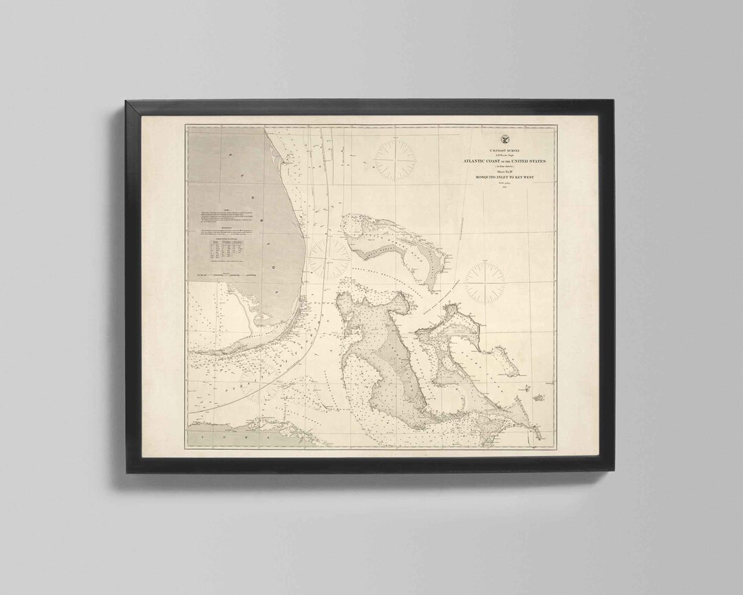 Mosquito Inlet to Key West (with Bahamas) | Sailing Chart - Etsy