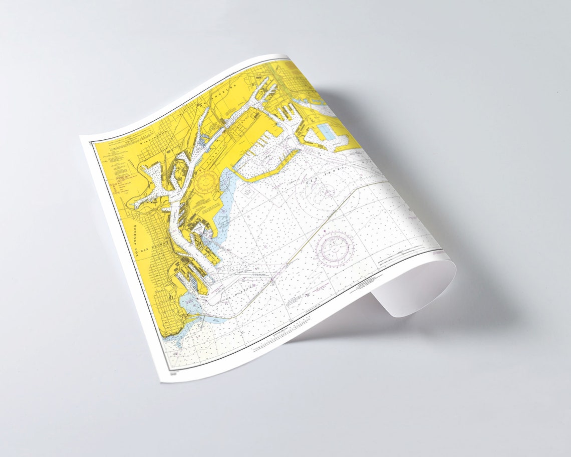 Long Beach Harbor Old Map of Long Beach Nautical Print Harbor ...