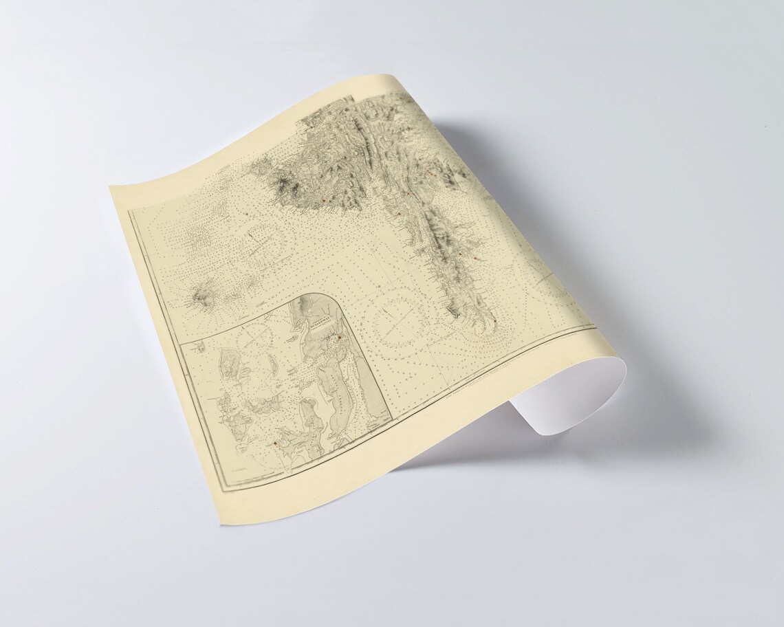 Shetland Isles [south] | Old Sea Chart Print - Dunrossness, Lerwick ...