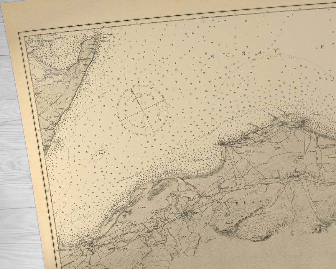 Logie Bay | Old Map of Aberdeenshire – Sea Chart Print - Findhorn ...
