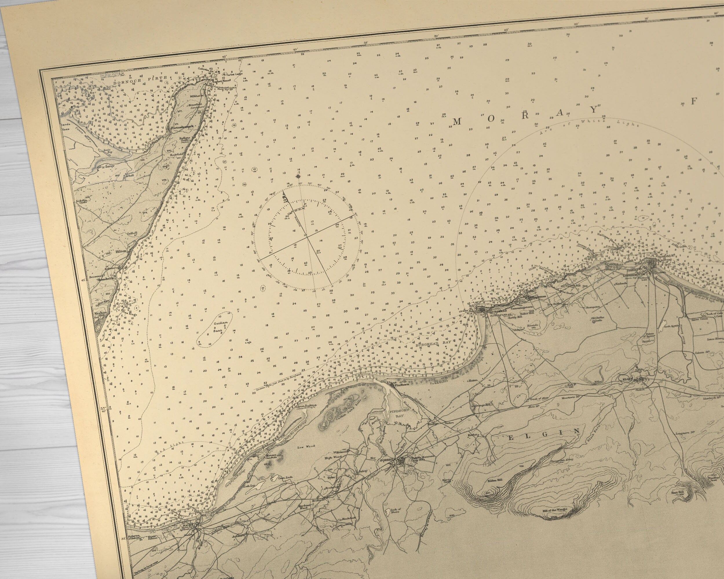 Logie Bay | Old Map of Aberdeenshire – Sea Chart Print - Findhorn ...