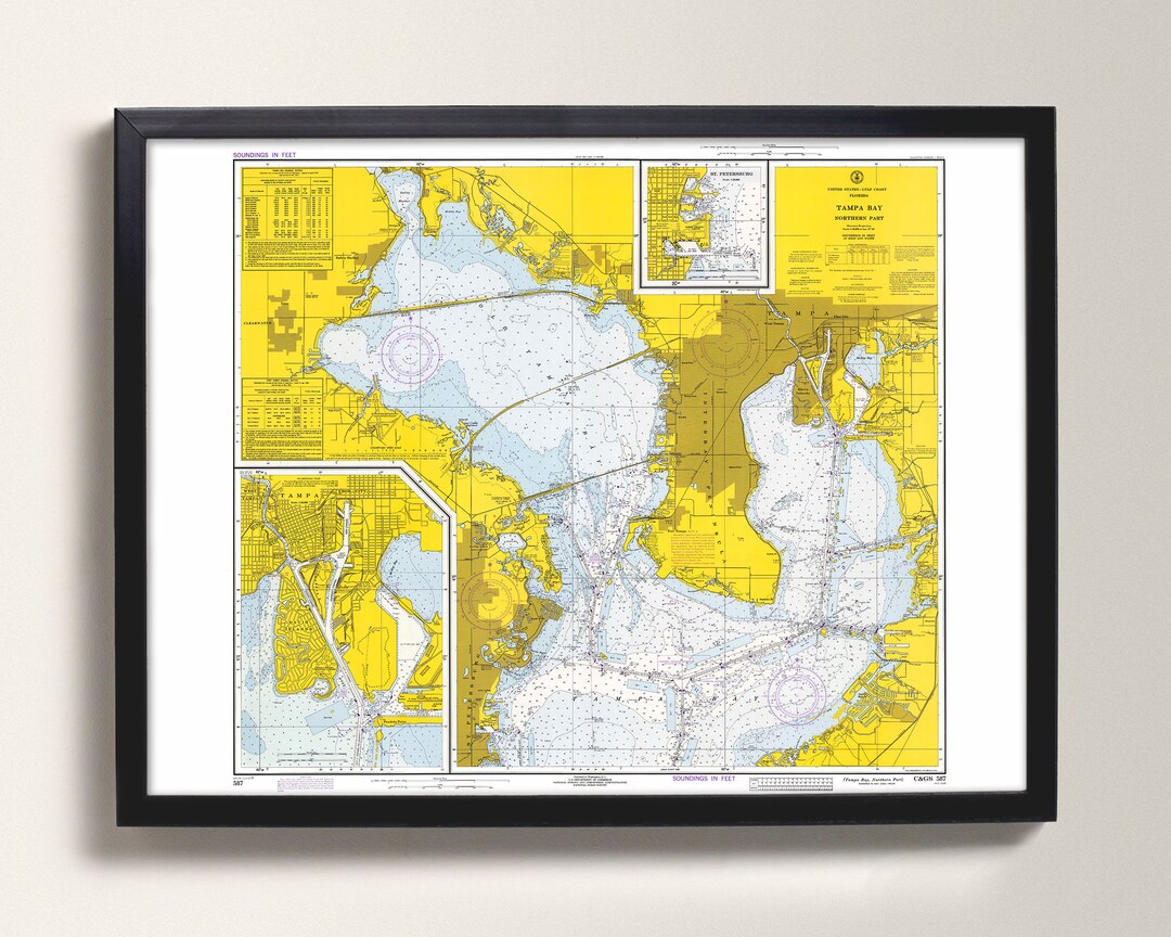 Tampa Bay [north] | Old Map of Tampa, Floria | Vintage Nautical Sea ...