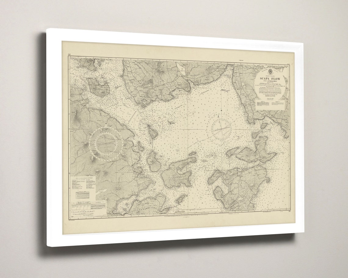 Scapa Flow Historical Maritime Sea Chart Print old Map of - Etsy