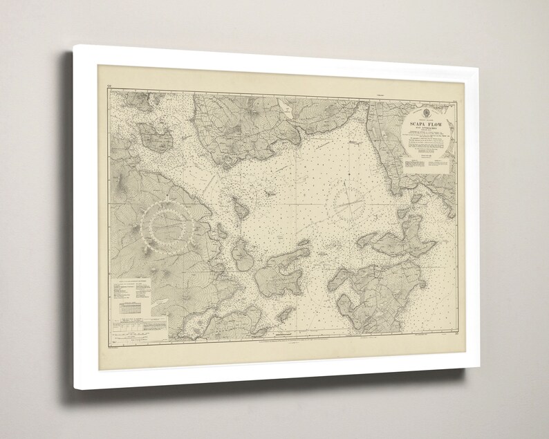 Scapa Flow | Historical Maritime Sea Chart Print – old Map of Shetland ...