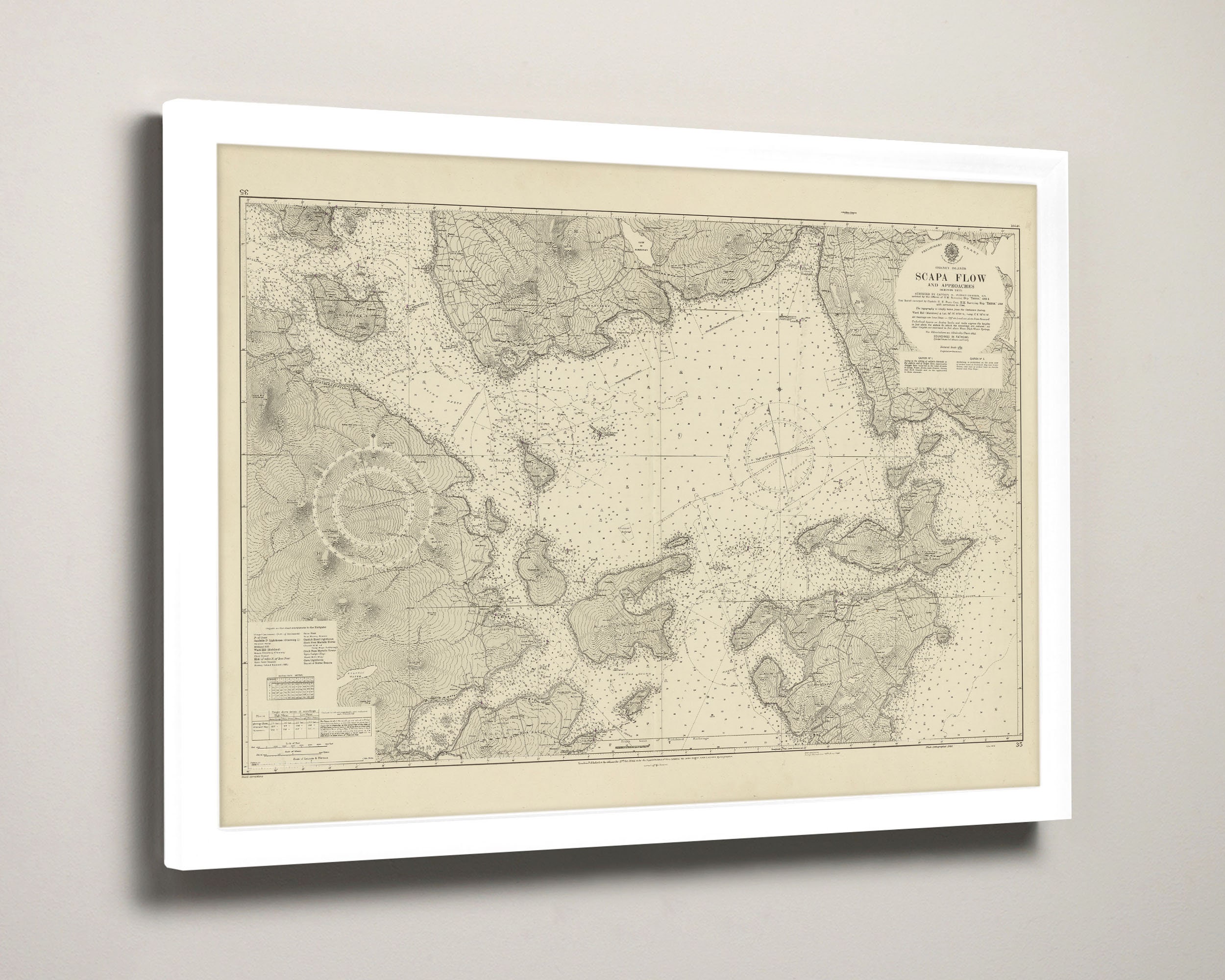 Scapa Flow Historical Maritime Sea Chart Print old Map of - Etsy