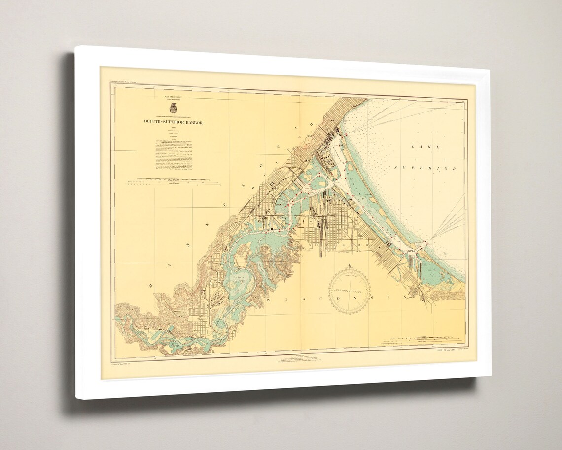 Duluth Harbor | Old Map of Duluth – Print – Minnesota Harbour, Canal ...