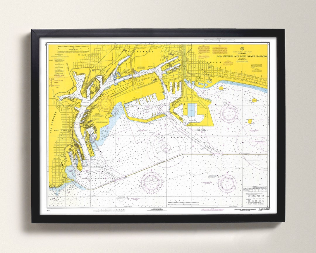 Long Beach Harbor | Old Map of Long Beach – Nautical Print - Harbor ...