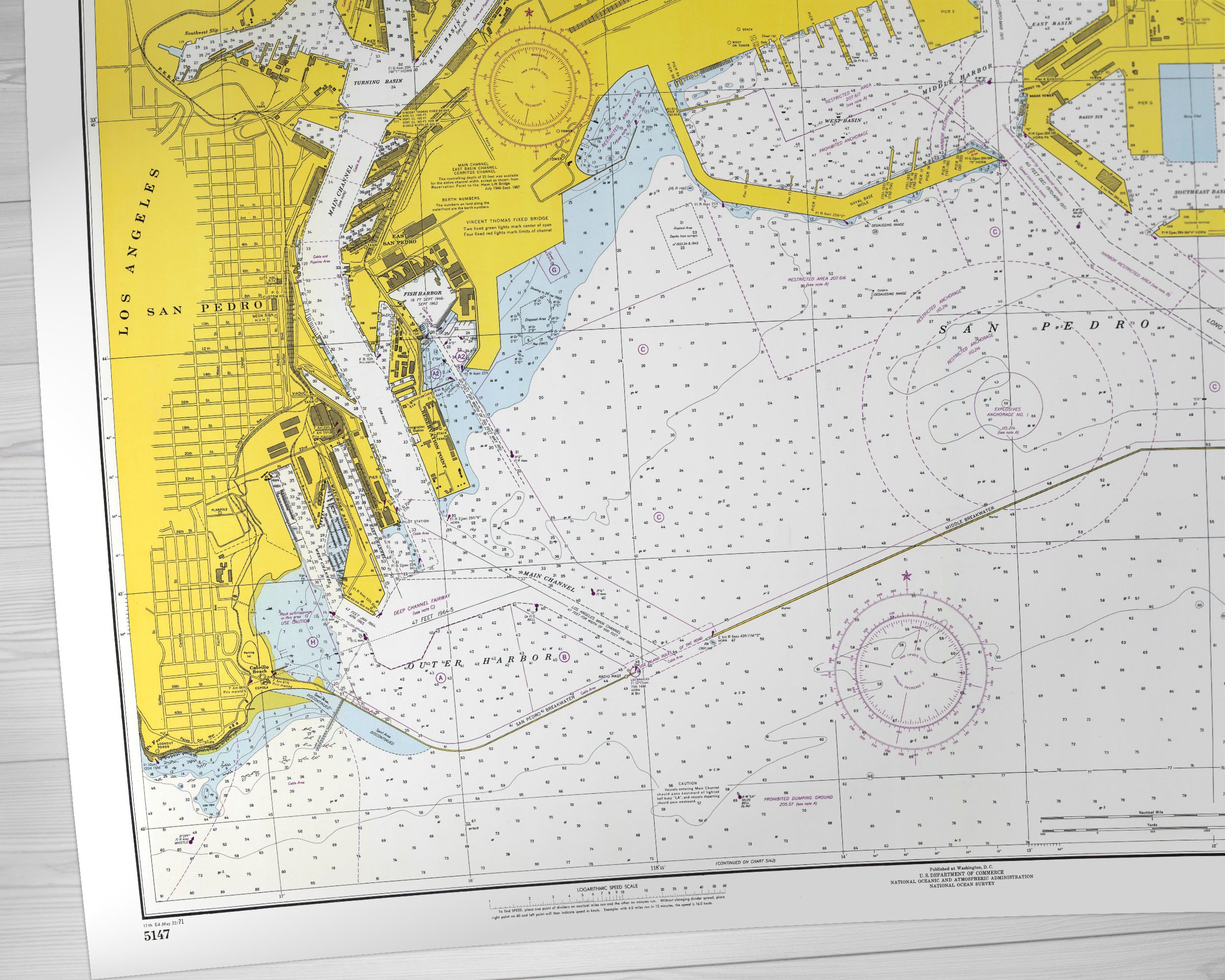Long Beach Harbor Old Map of Long Beach Nautical Print Harbor Department of the City of Long ...