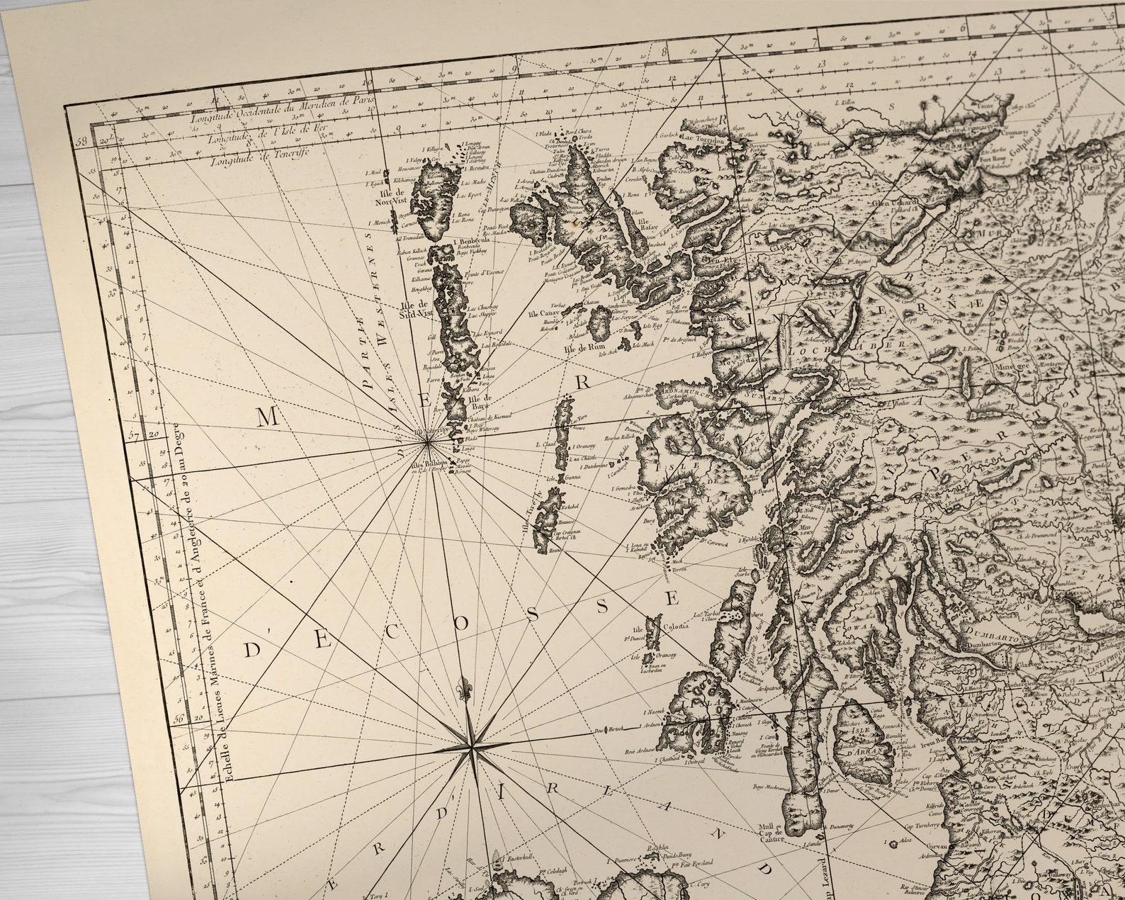 Old Map of Scotland – print – antique Maritime Sea Chart of a ...