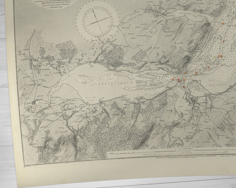 Inverness Historic Sea Chart Print Beauly Basin, Beauly Firth old Map ...