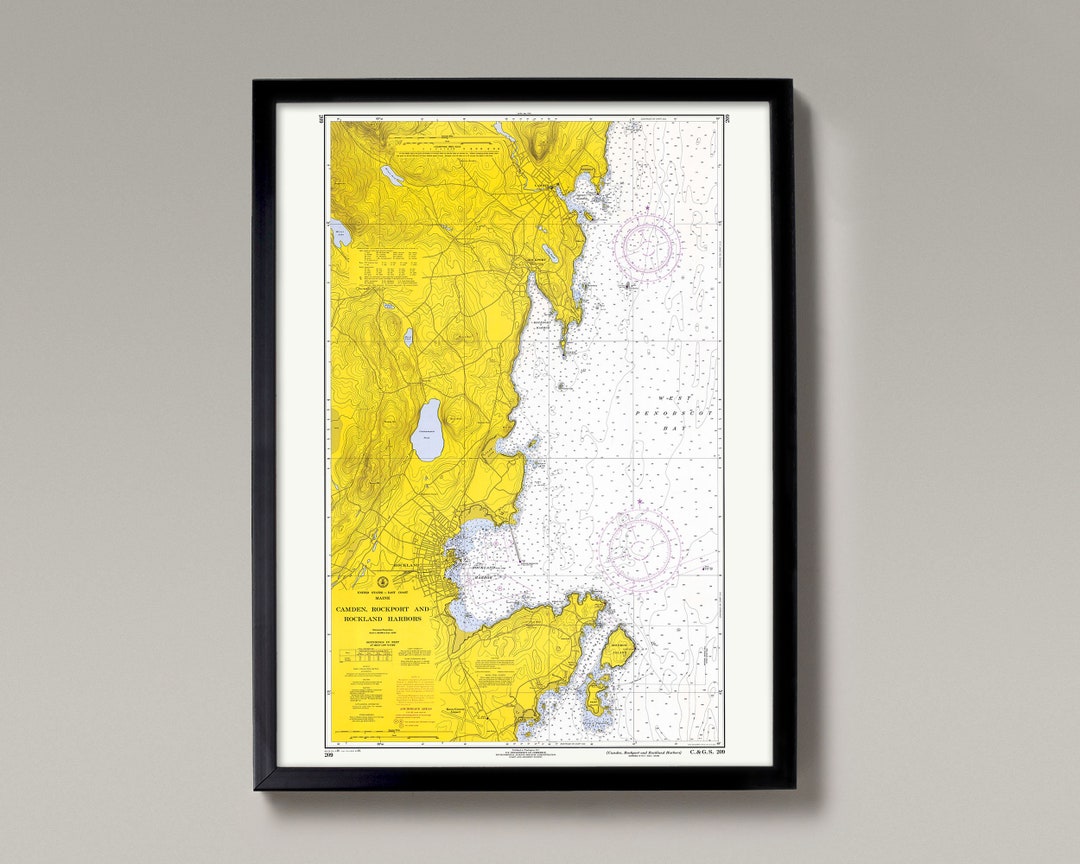 Camden Harbour Maine Vintage Nautical Chart Art Print - Etsy