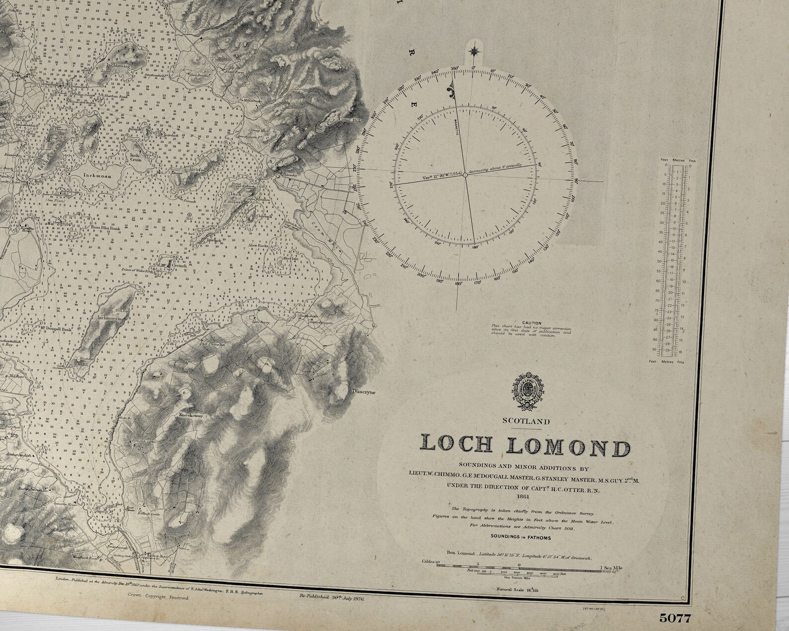 Loch Lomond, Scotland Old Map of Loch Lomond Print Nautical Maritime ...