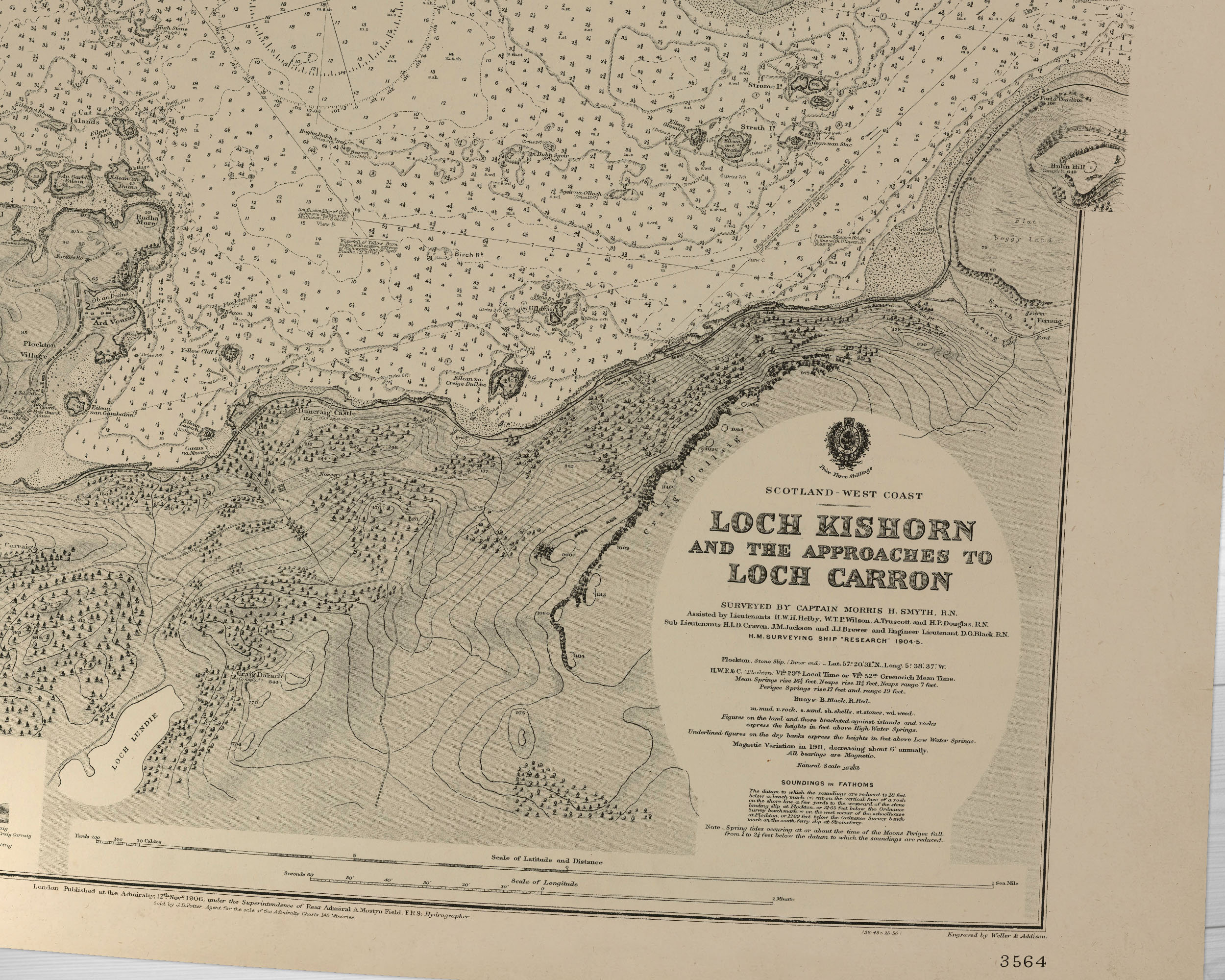 Loch Kishorn, Loch Chart Plockton | Old Map of Plockton – Print – Loch ...