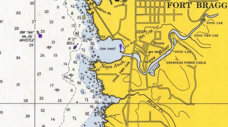 Fort Bragg Harbour Noyo Harbour Old Map of Noyo Print | Etsy