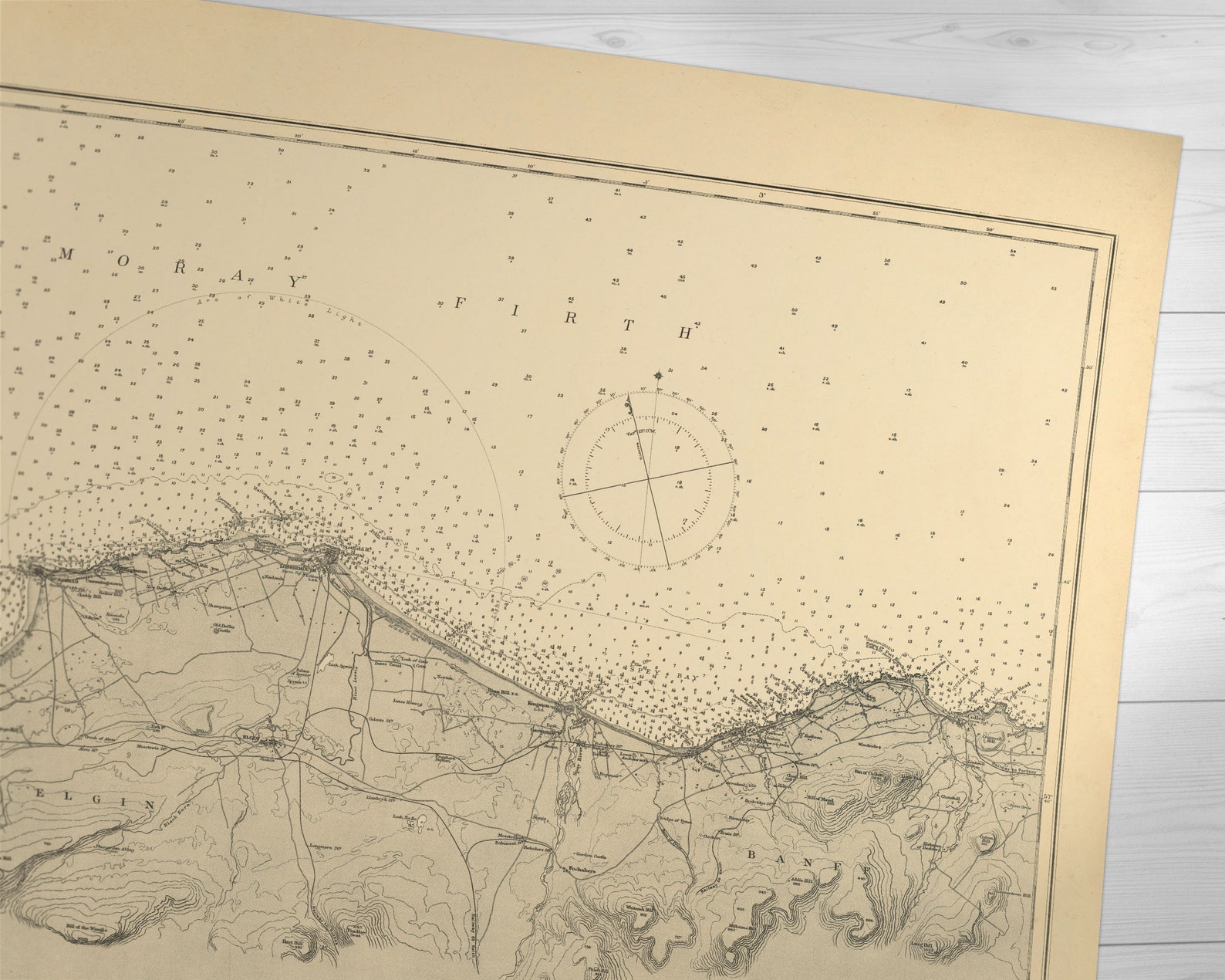 Logie Bay | Old Map of Aberdeenshire – Sea Chart Print - Findhorn ...