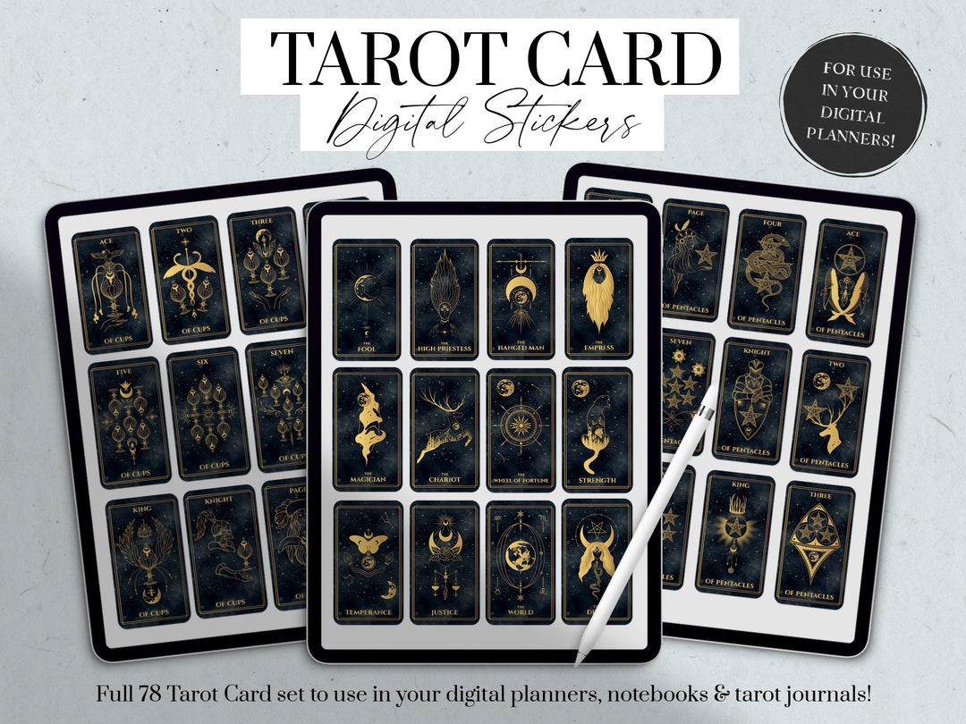Tarot Cards Digital Stickers, Tarot Journal Stickers, Tarot Card ...