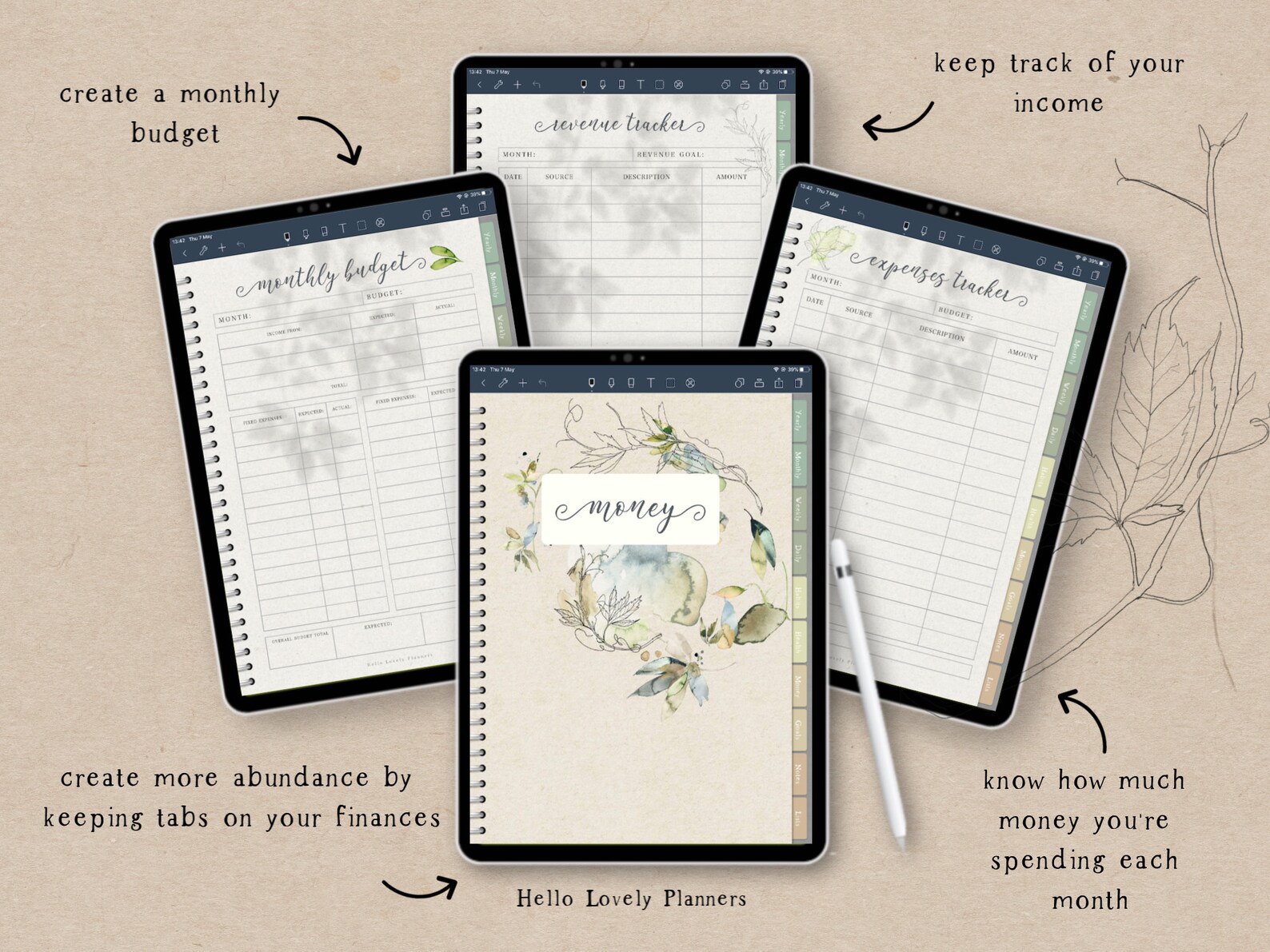 Digital Yearly Planner Undated Planner Daily Weekly - Etsy UK