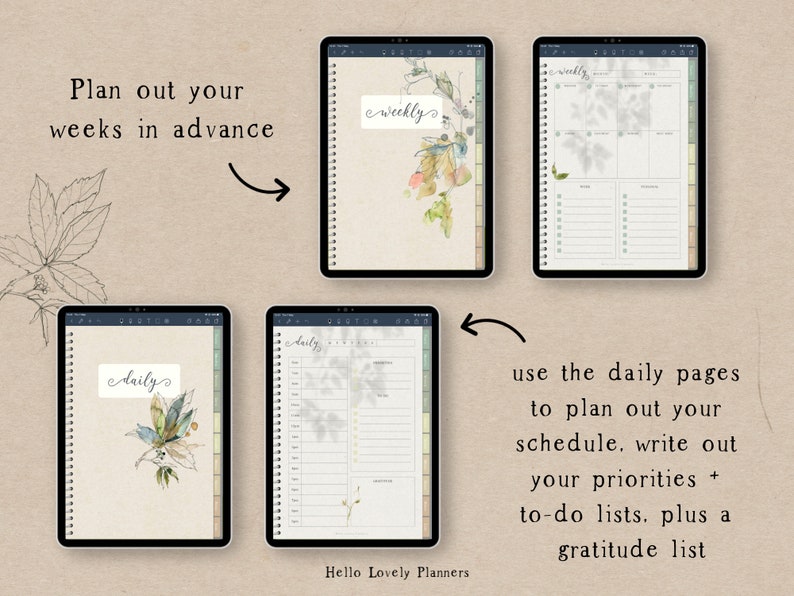 Digital Yearly Planner Undated Planner Daily Weekly - Etsy UK