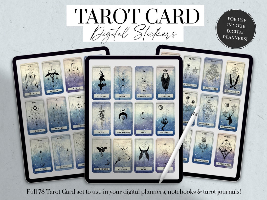 Tarot Cards Digital Stickers, Tarot Journal Stickers, Tarot Card ...