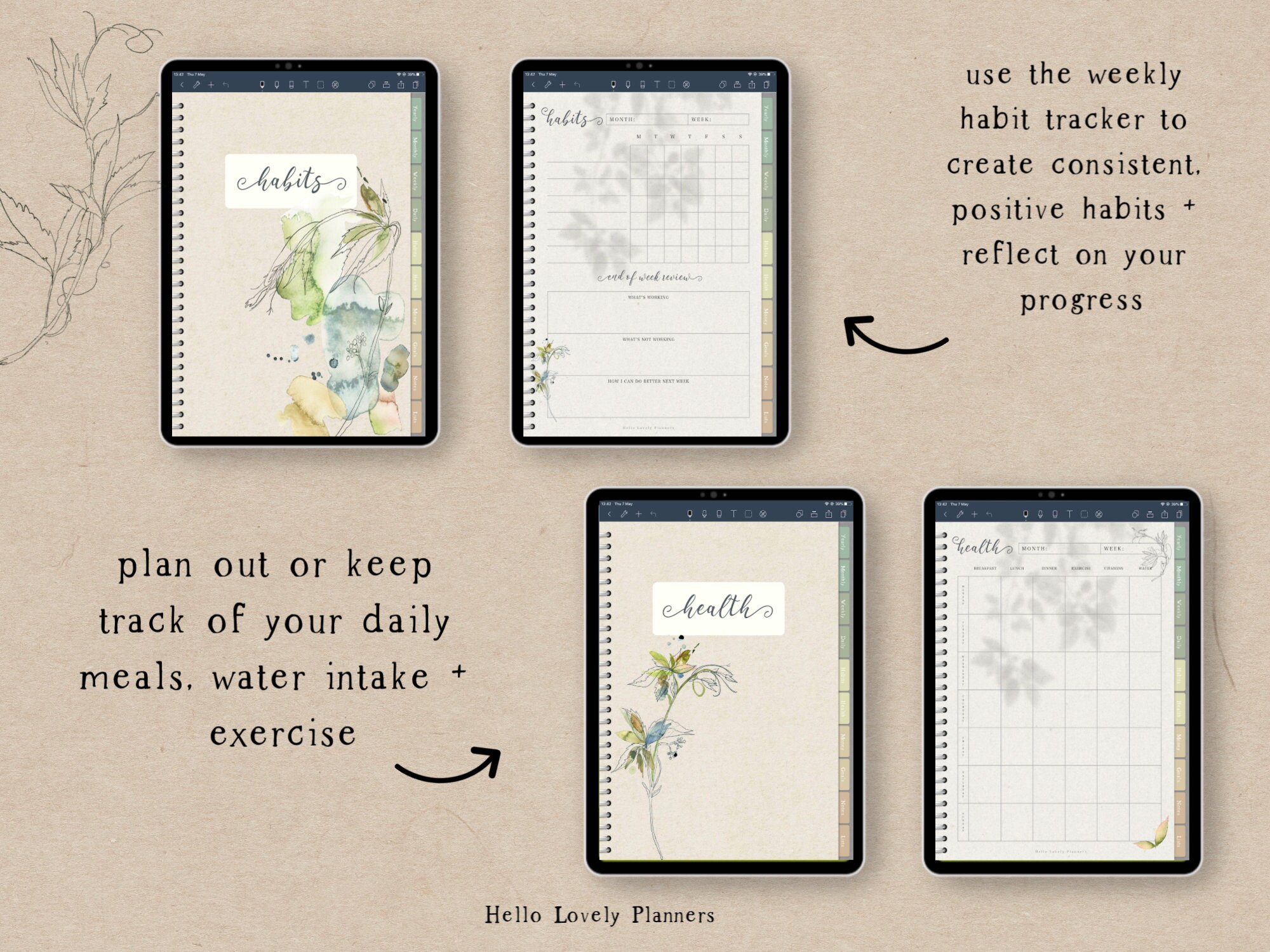 Digital Yearly Planner, Undated Planner, Daily, Weekly, Monthly Planner ...