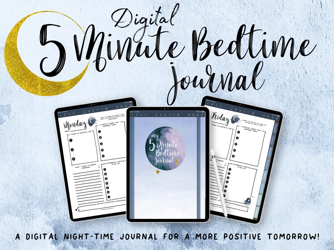 Digital 5 Minute Bedtime Journal, Gratitude Journal, Law of Attraction ...