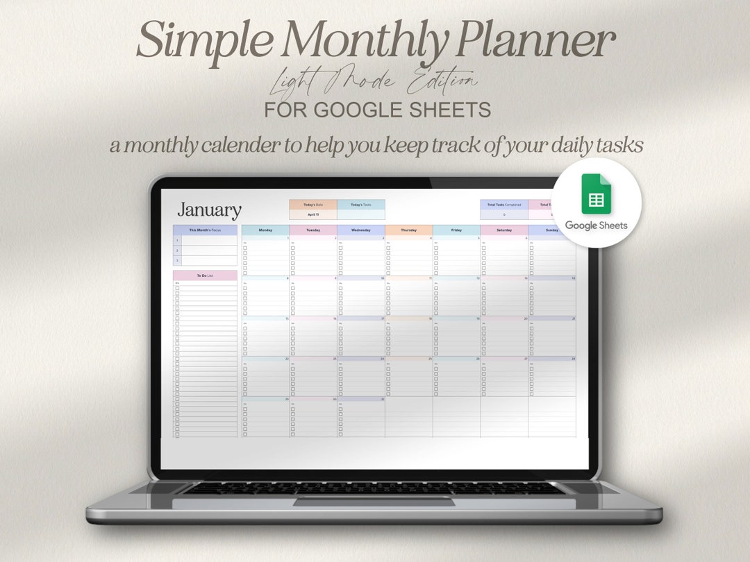 Google Sheets Monthly Planner, Google Sheets Calendar, Google Sheets to ...