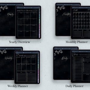 Digital Planner Dark Mode, Undated Yearly Planner, Modern Witch, Tarot ...