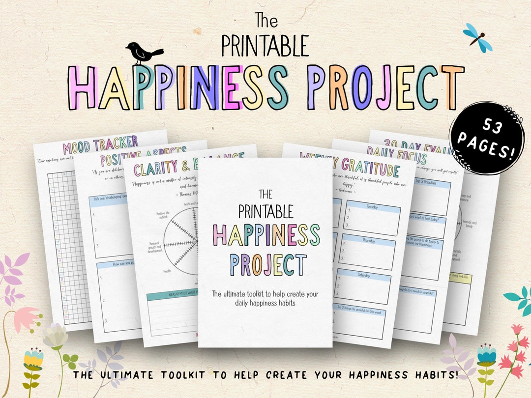 Printable Happiness Project, Self-care Planner, Gratitude, Self-love ...
