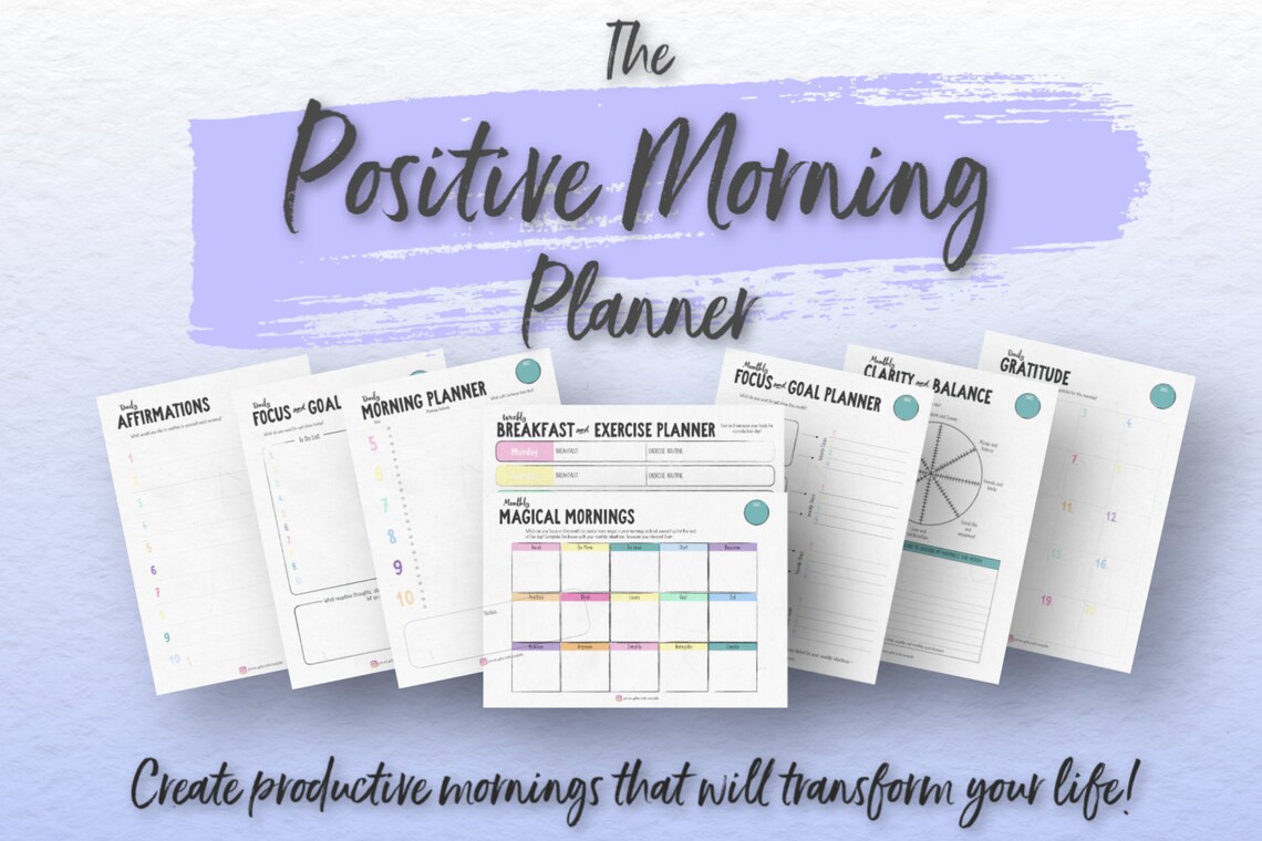 The Printable Positive Morning Planner Goal Setting Positive | Etsy UK