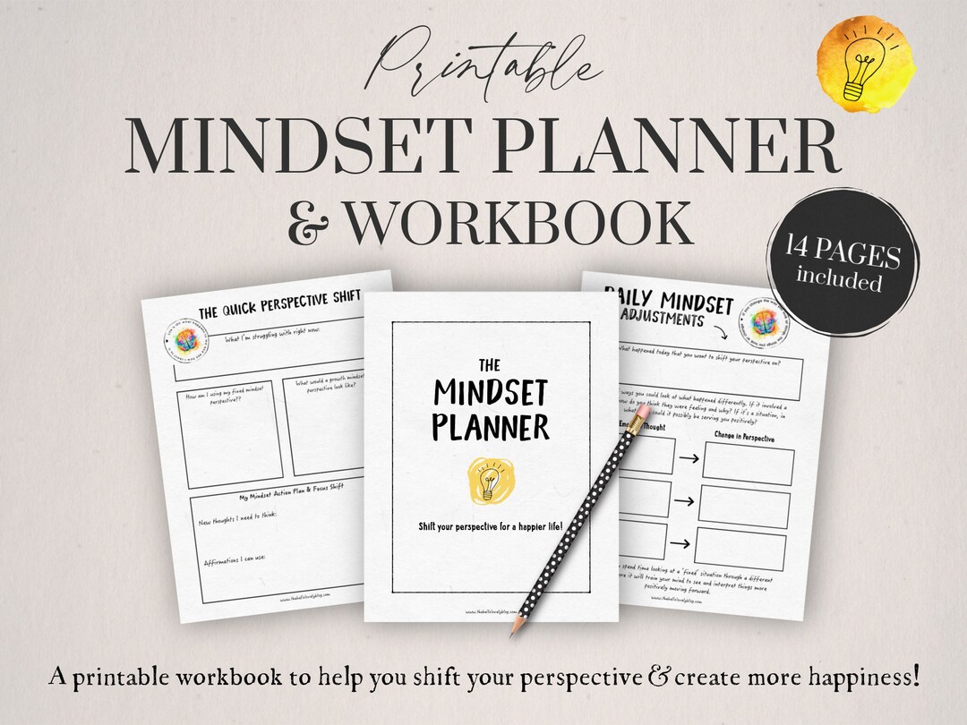 The Printable Mindset Planner and Workbook, Mindset Shift, Perspective ...