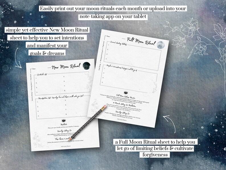 Printable New Moon & Full Moon Rituals, Moon Manifesting, Law of ...