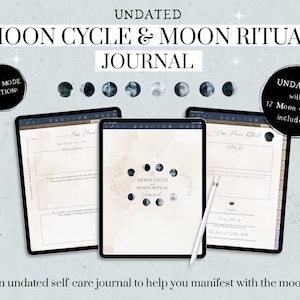 Digital Moon Cycle & Moon Ritual Journal, Vertical, New and Full Moon ...