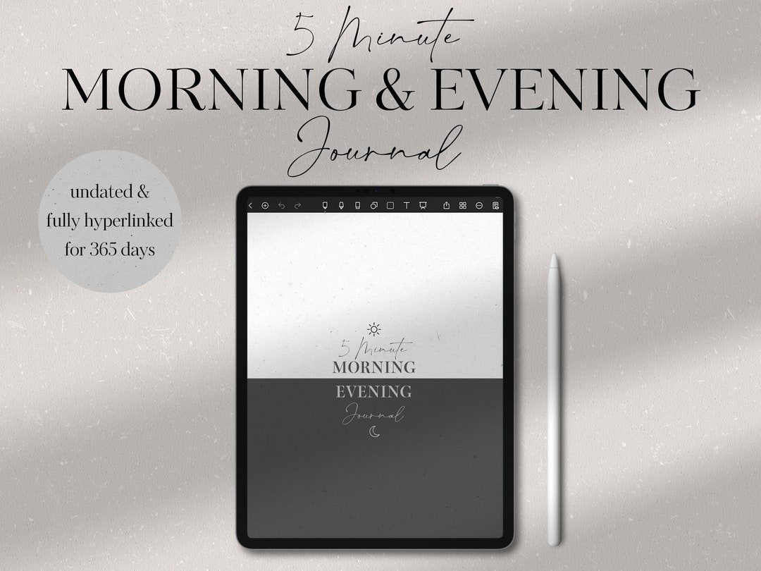 5 Minute Morning Evening Journal Digital, Mindfulness Journal, Wellness ...