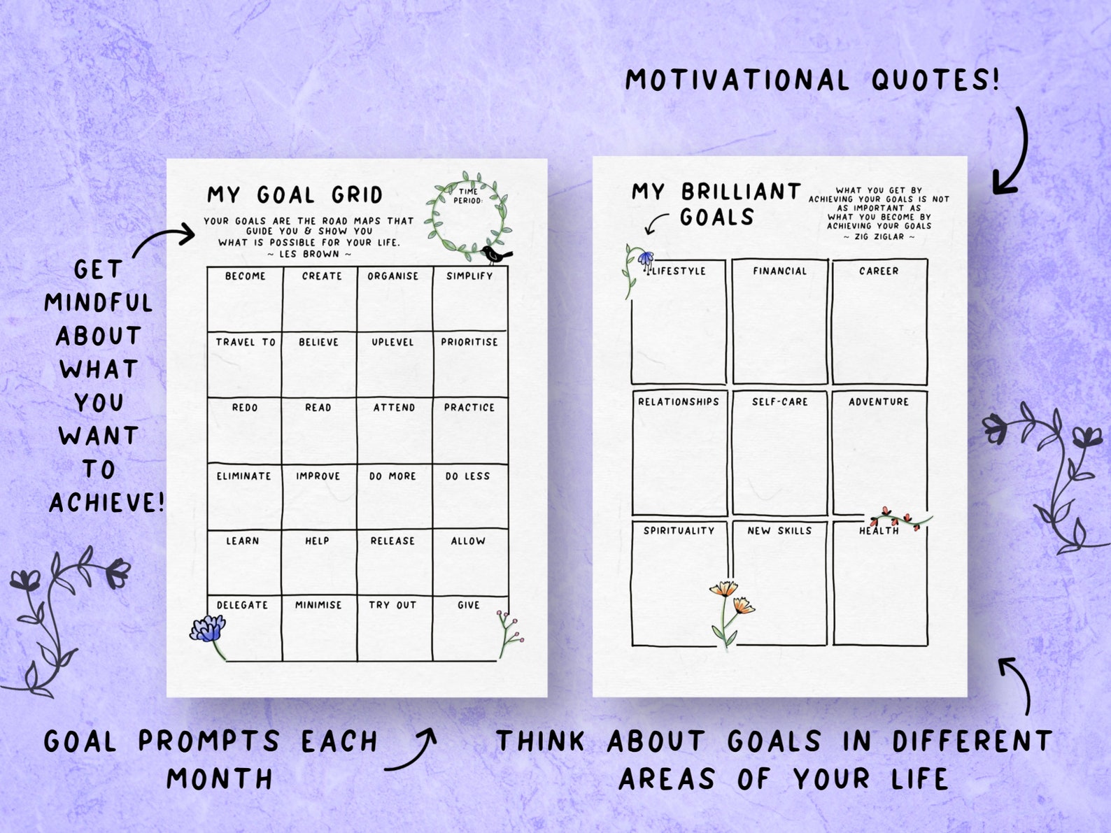 Printable Goal Setting Planner Bullet Journal Printable Goal | Etsy