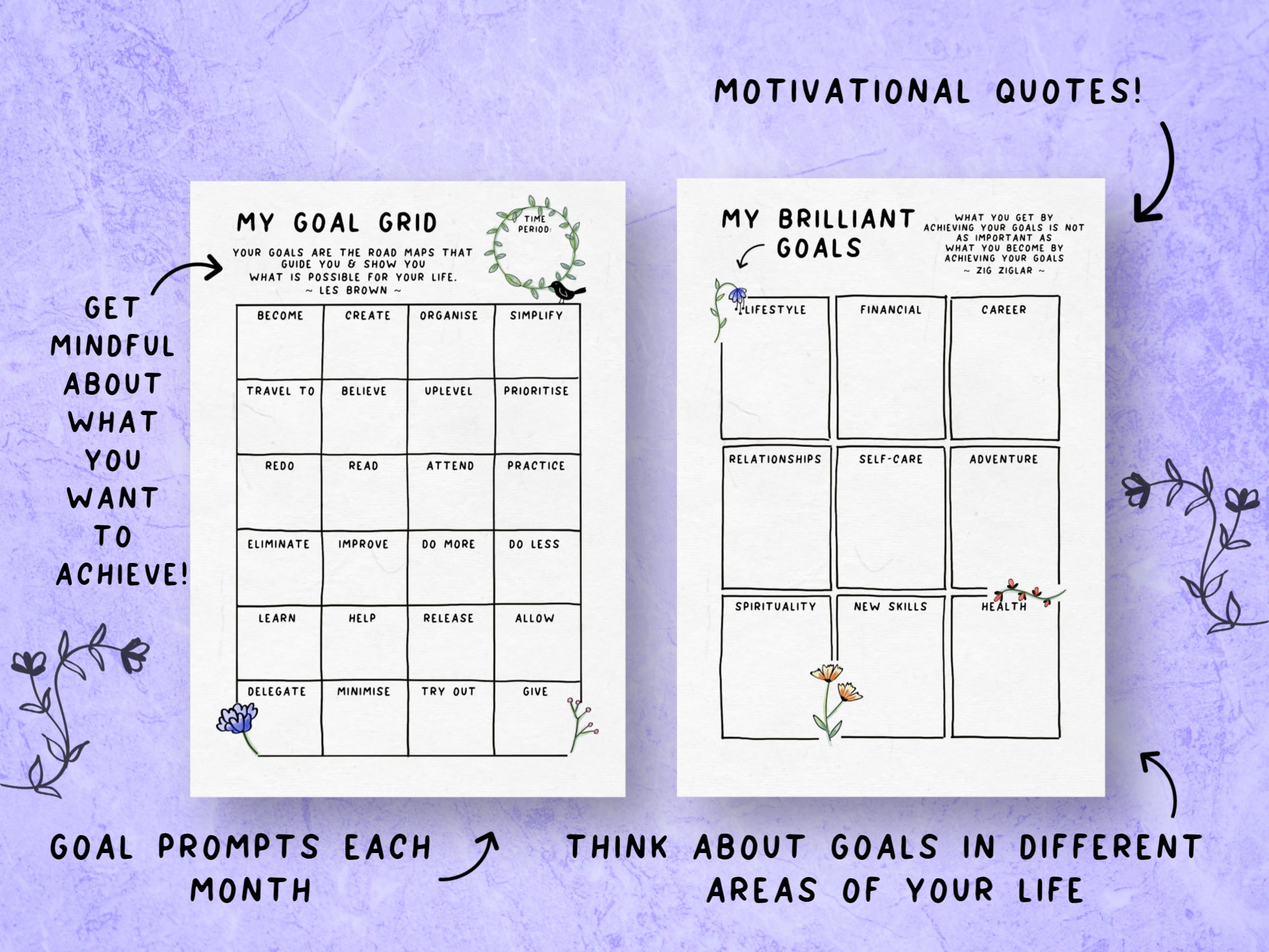 Printable Goal Setting Planner Bullet Journal Printable Goal | Etsy