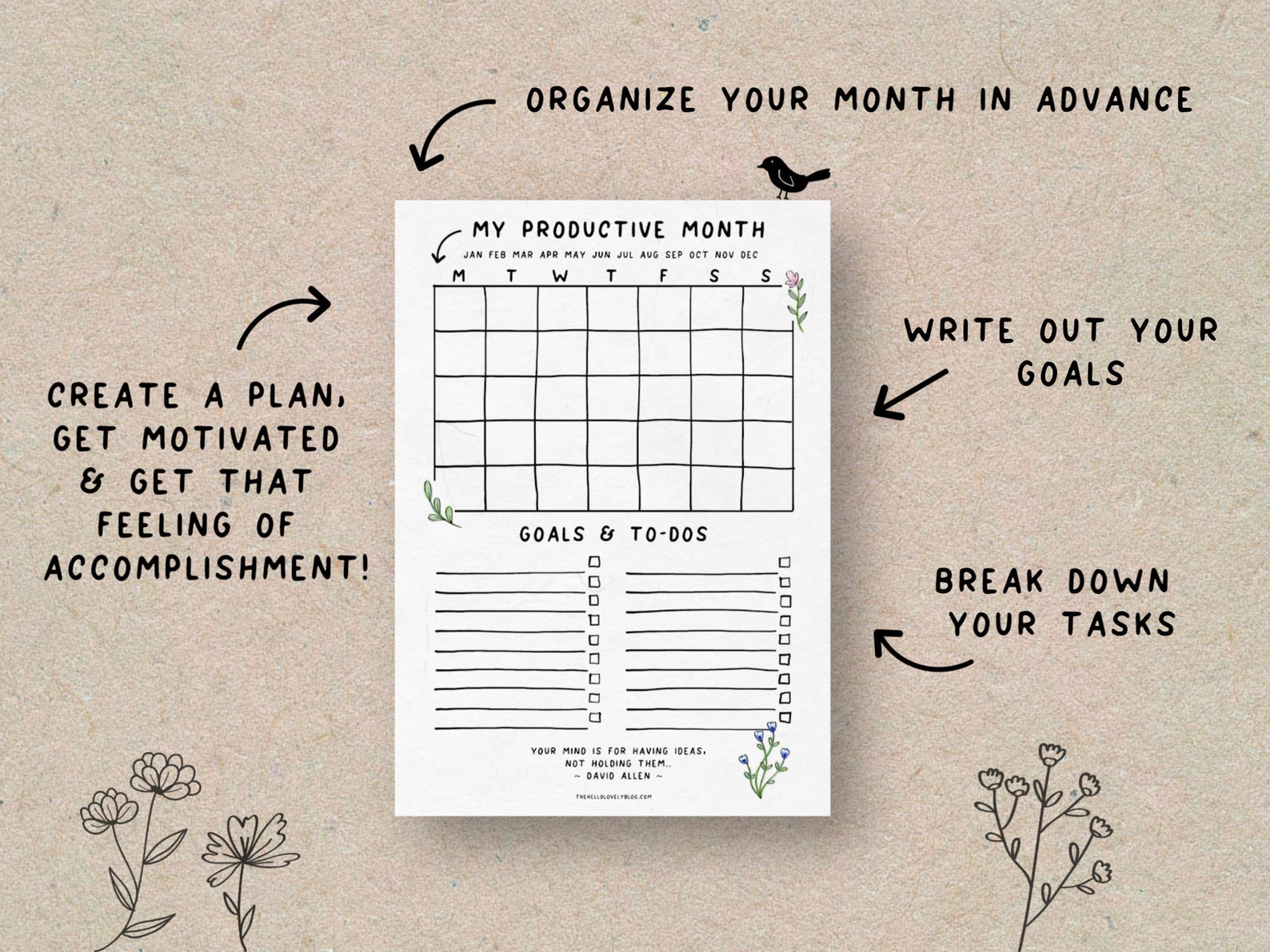Printable Productivity Planner Daily Weekly Monthly | Etsy