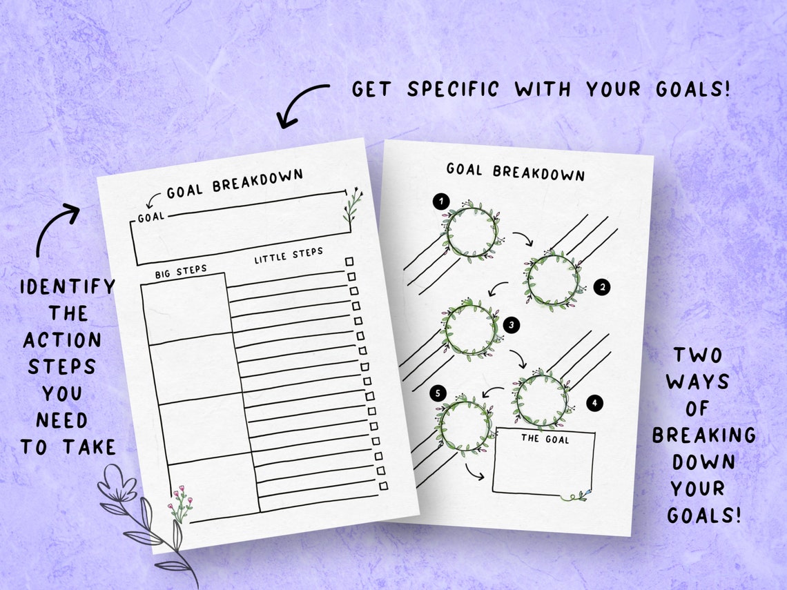 Printable Goal Setting Planner Bullet Journal Printable Goal | Etsy