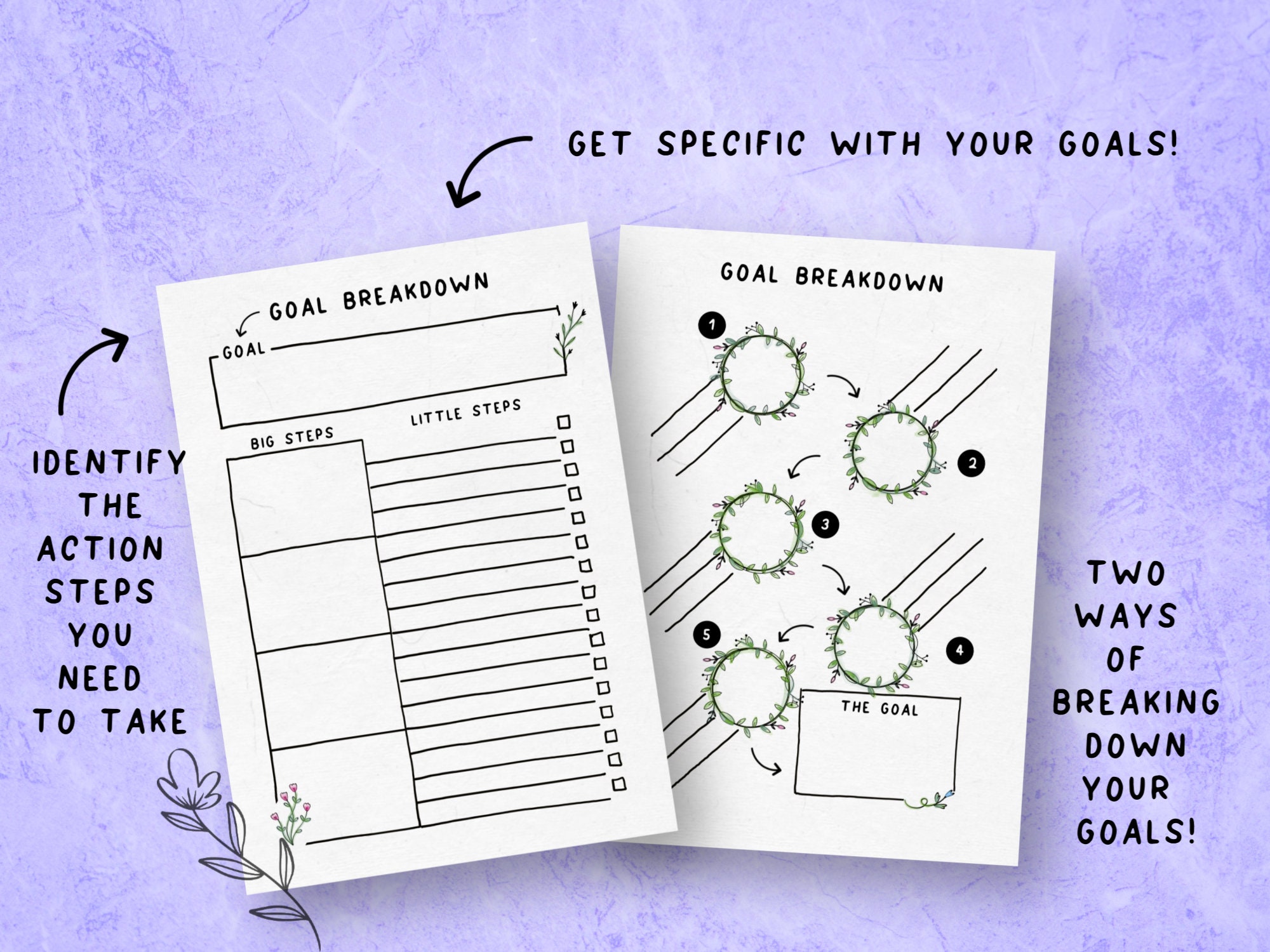 Printable Goal Setting Planner Bullet Journal Printable Goal | Etsy